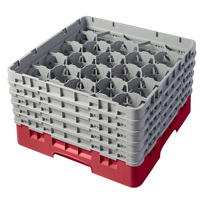 20 Compartment Glass Rack with 5 Extenders H257mm - Red