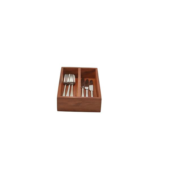 GenWare Acacia Wood 2 Compartment Cutlery Tray