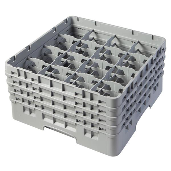 16 Compartment Glass Rack with 4 Extenders H215mm - Grey
