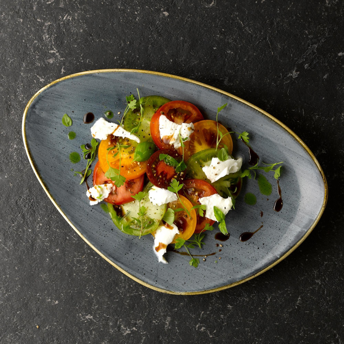 Stonecast Blueberry Triangle Chefs Plate 12 x 8inch