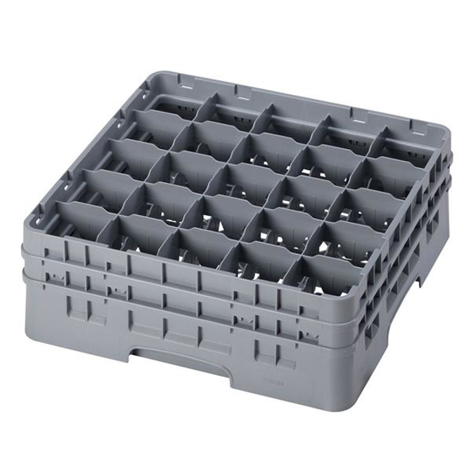 25 Compartment Glass Rack with 2 Extenders H133mm - Grey