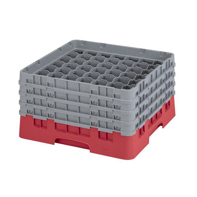 49 Compartment Glass Rack with 4 Extenders H215mm - Red