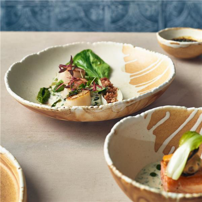 Terra Porcelain Roko Sand Coupe Bowl 28cm