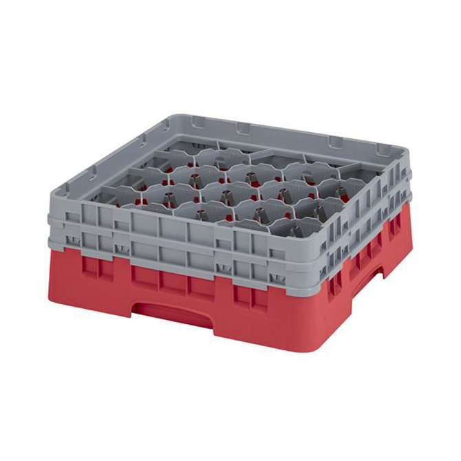 20 Compartment Glass Rack with 2 Extenders H133mm - Red