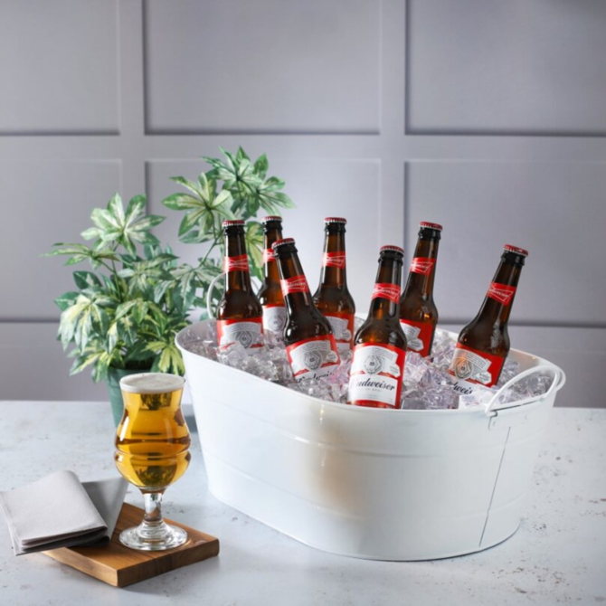 White Galvanised Oval Party Tub