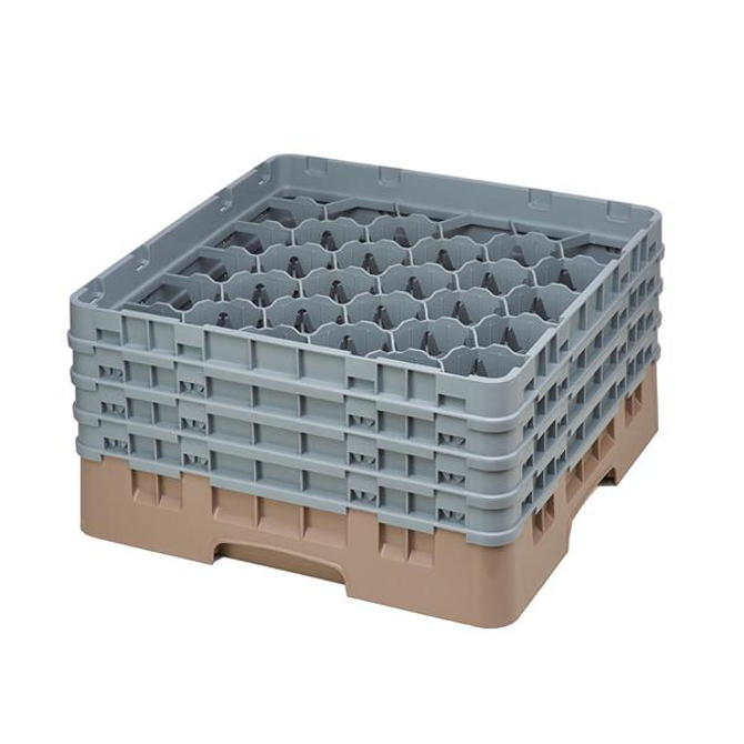 30 Compartment Glass Rack with 4 Extenders H215mm - Beige