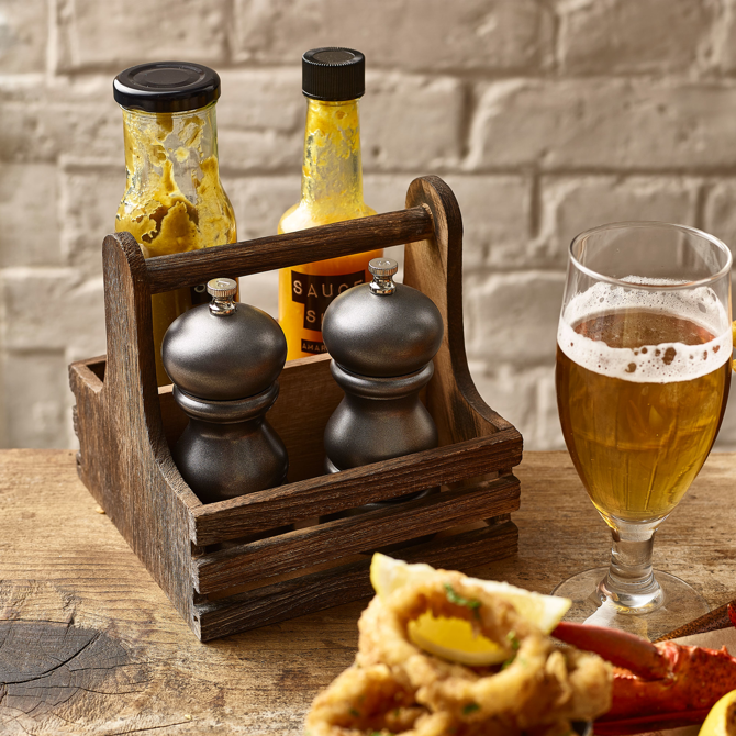 GenWare Small Rustic Wooden Table Caddy
