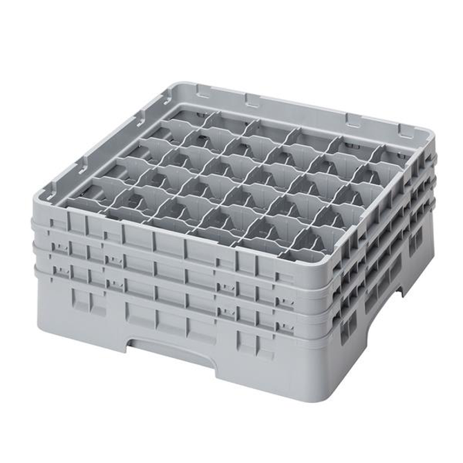 36 Compartment Glass Rack with 3 Extenders H174mm - Grey