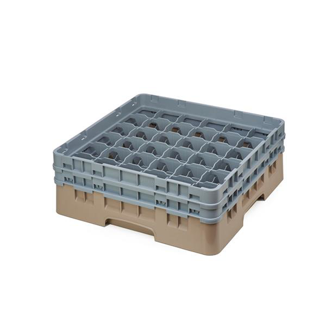 36 Compartment Glass Rack with 2 Extenders H133mm - Beige