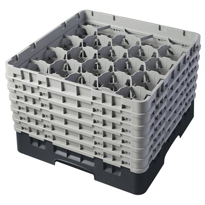 20 Compartment Glass Rack with 6 Extenders H320mm - Black