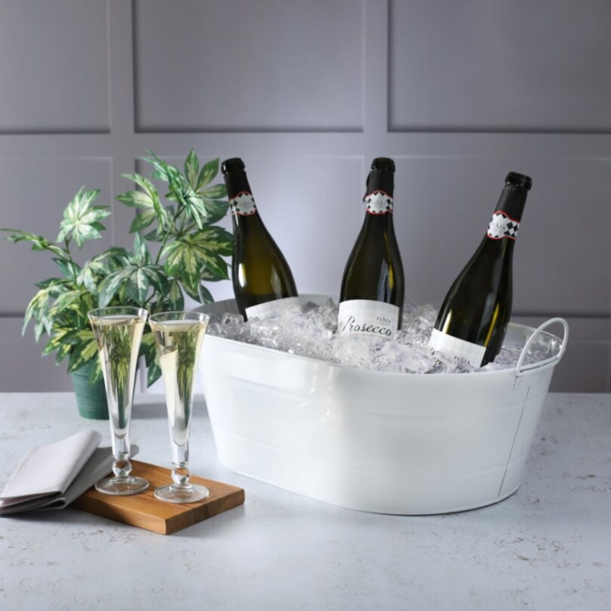 White Galvanised Oval Party Tub