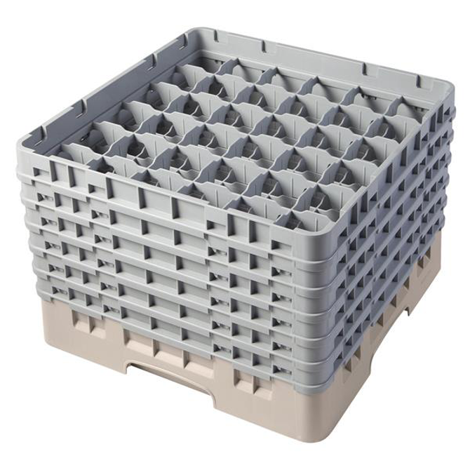 36 Compartment Glass Rack with 6 Extenders H298mm - Beige