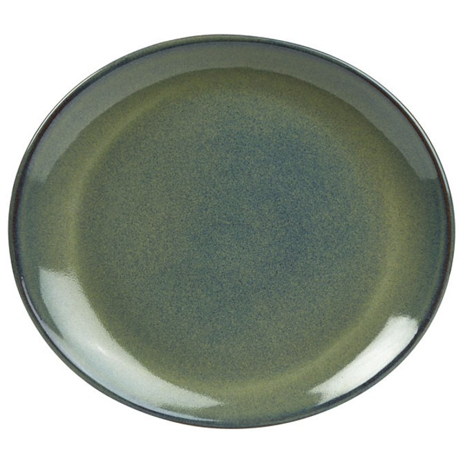 Rustic Oval Plate Green 25 x 22cm