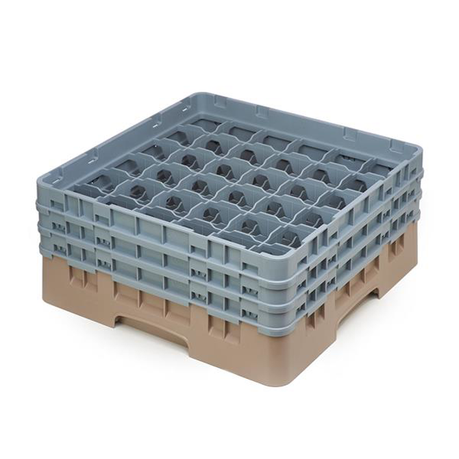 36 Compartment Glass Rack with 3 Extenders H174mm - Beige