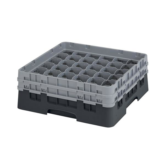 36 Compartment Glass Rack with 2 Extenders H133mm - Black