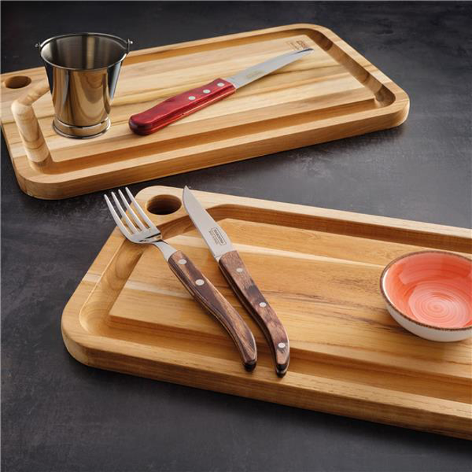 Teak Wood Steak & Burgers Board with Groove 23 x 40cm