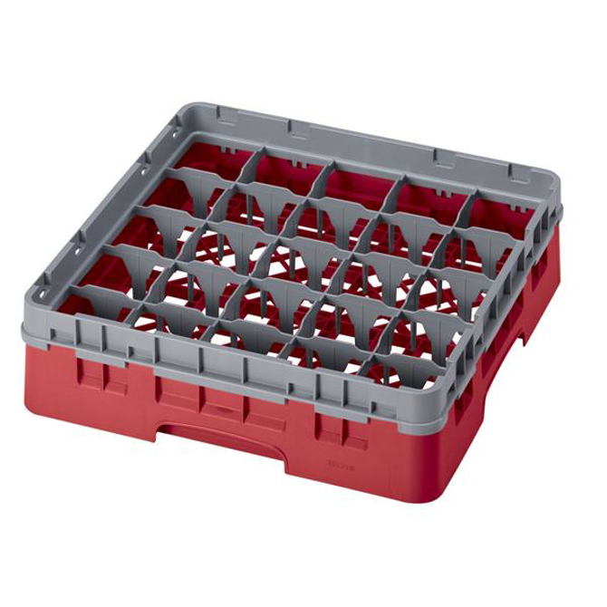 25 Compartment Glass Rack with 1 Extender H92mm - Red