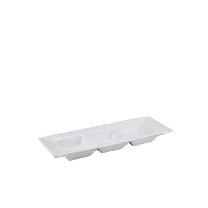GenWare Porcelain Triple Dish 10 x 3.5inch / 25.4 x 9cm