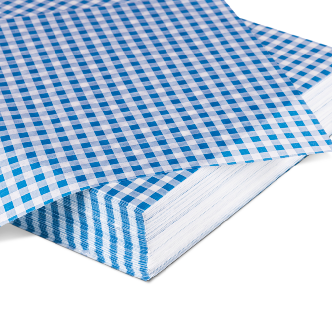 Blue Gingham Greaseproof Paper 35cm x 25cm