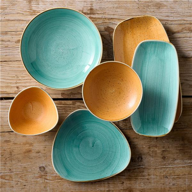 Stonecast Tangerine Triangle Bowl 6inch / 15.3cm